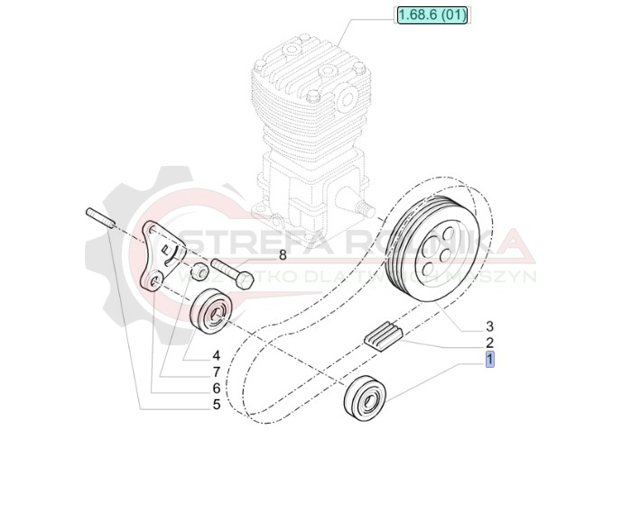 ROLKA NAPINAJĄCA PASKA SPRĘŻARKI 87803016 87802645 NEW HOLLAND T6000 T6 ...